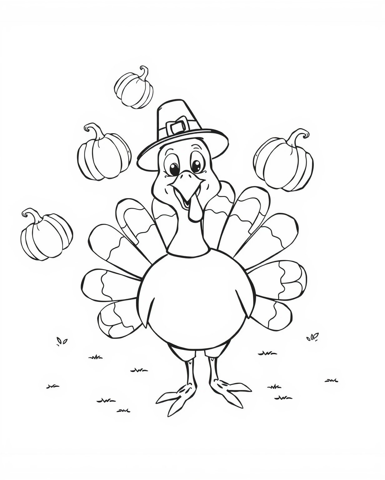 Cartoon Turkey Coloring Page - Fun Thanksgiving Printable