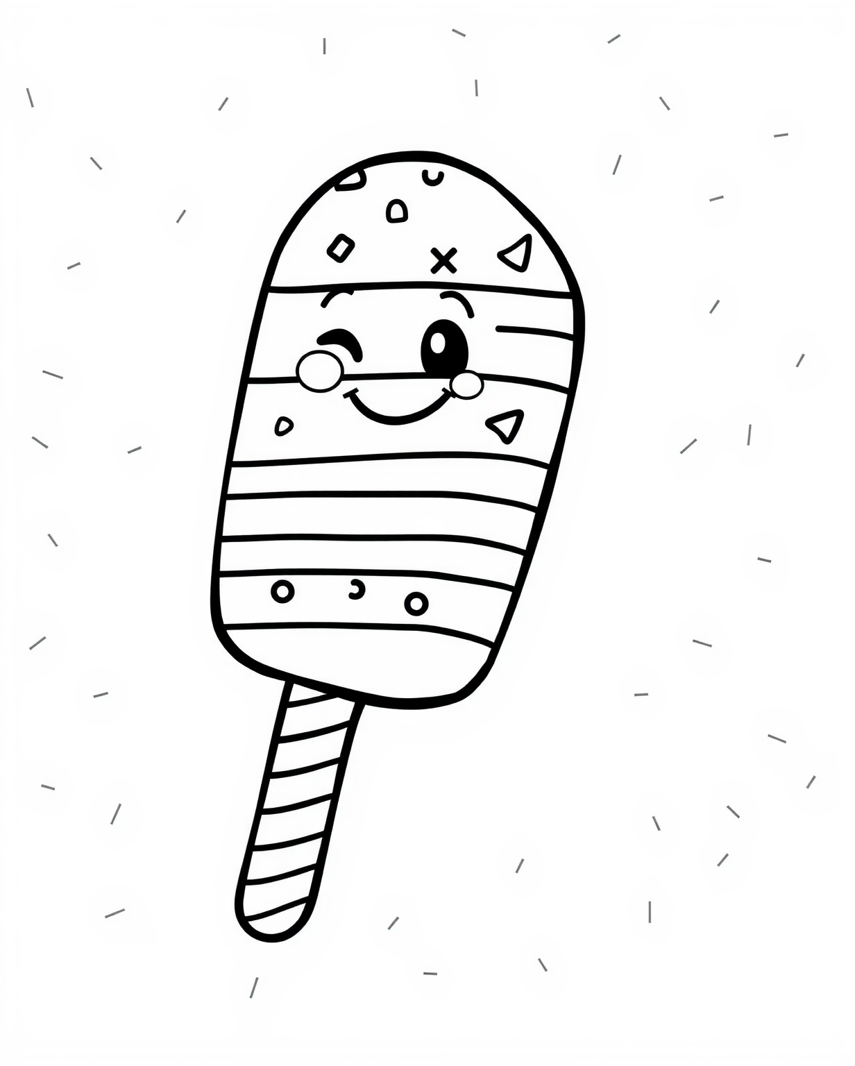 Cute Popsicle Coloring Page - Free Printable