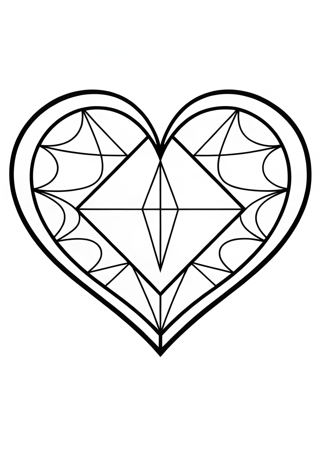 Diamond Heart Coloring Page - Free Printable