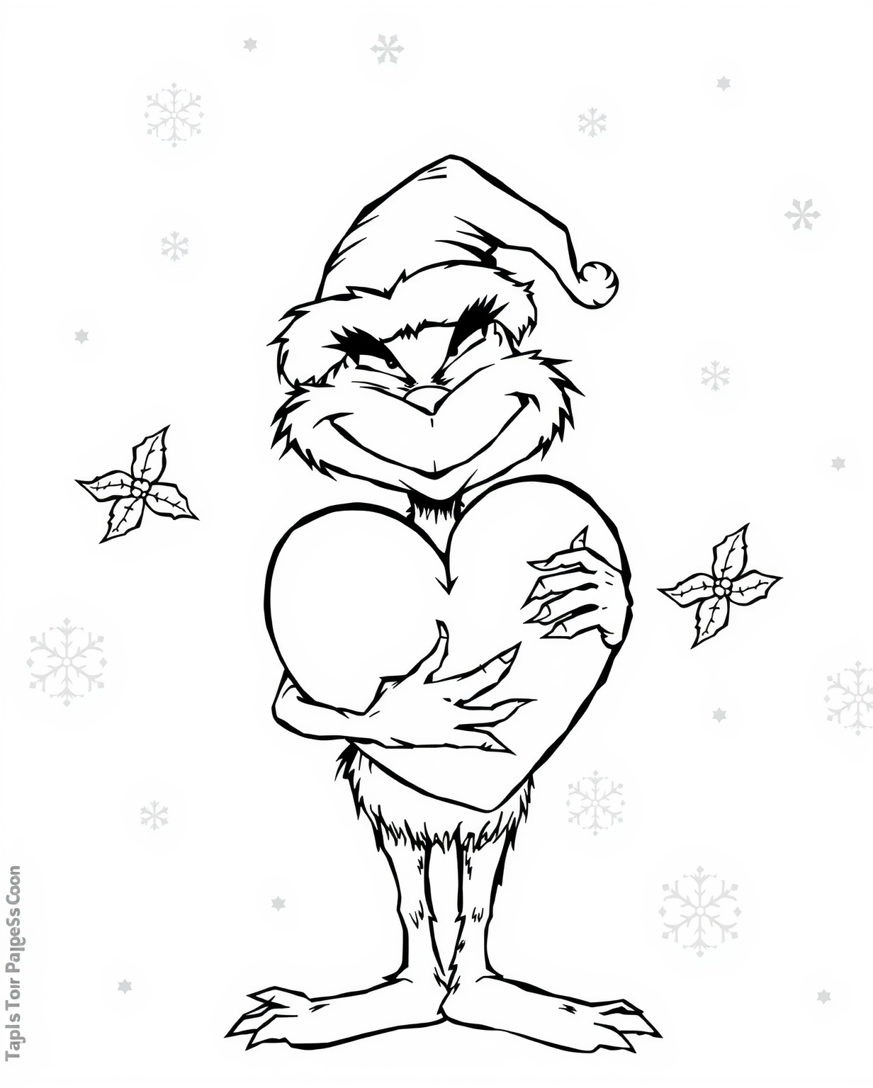 Grinch Heart Coloring Page - Free Printable