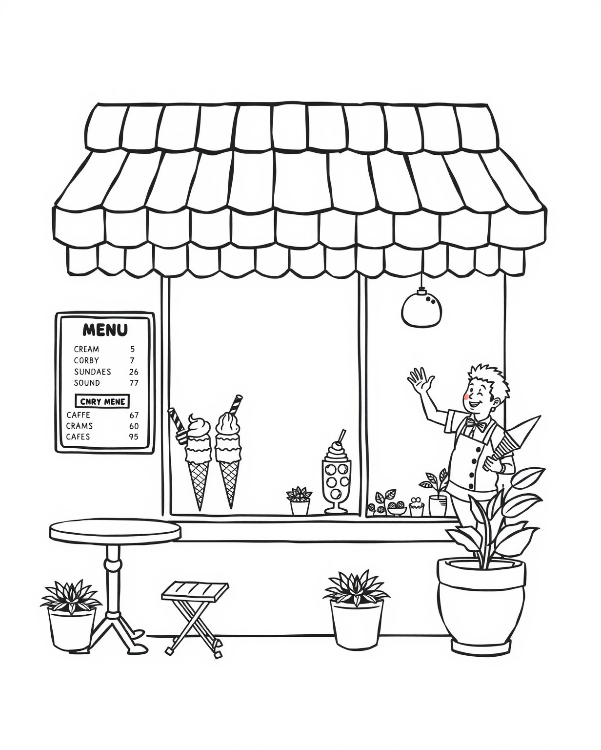 Ice Cream Shop Colouring Pages Sketch Coloring Page