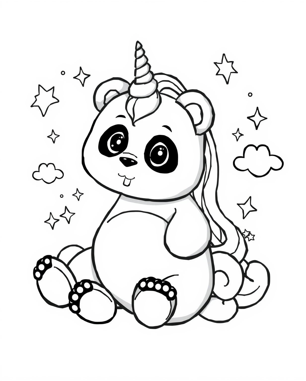 Panda Unicorn Coloring Page - Free Printable