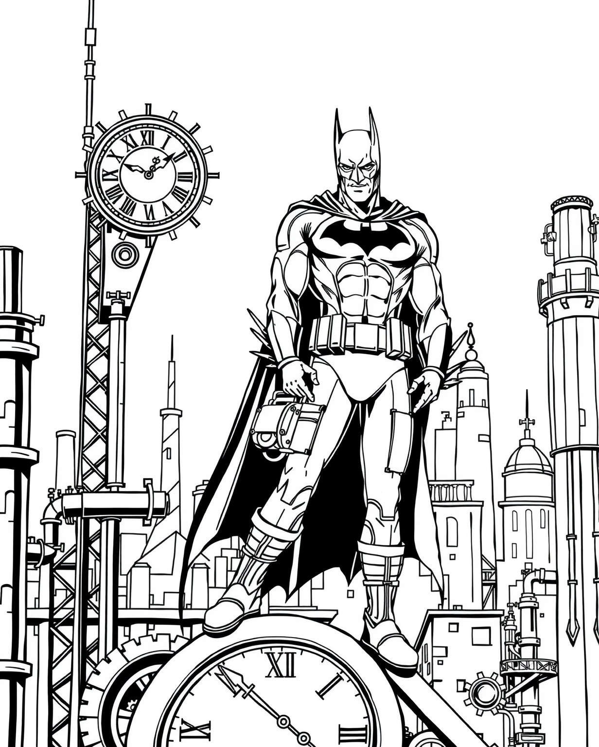Steampunk Batman Adventure Coloring Page - Free Printable