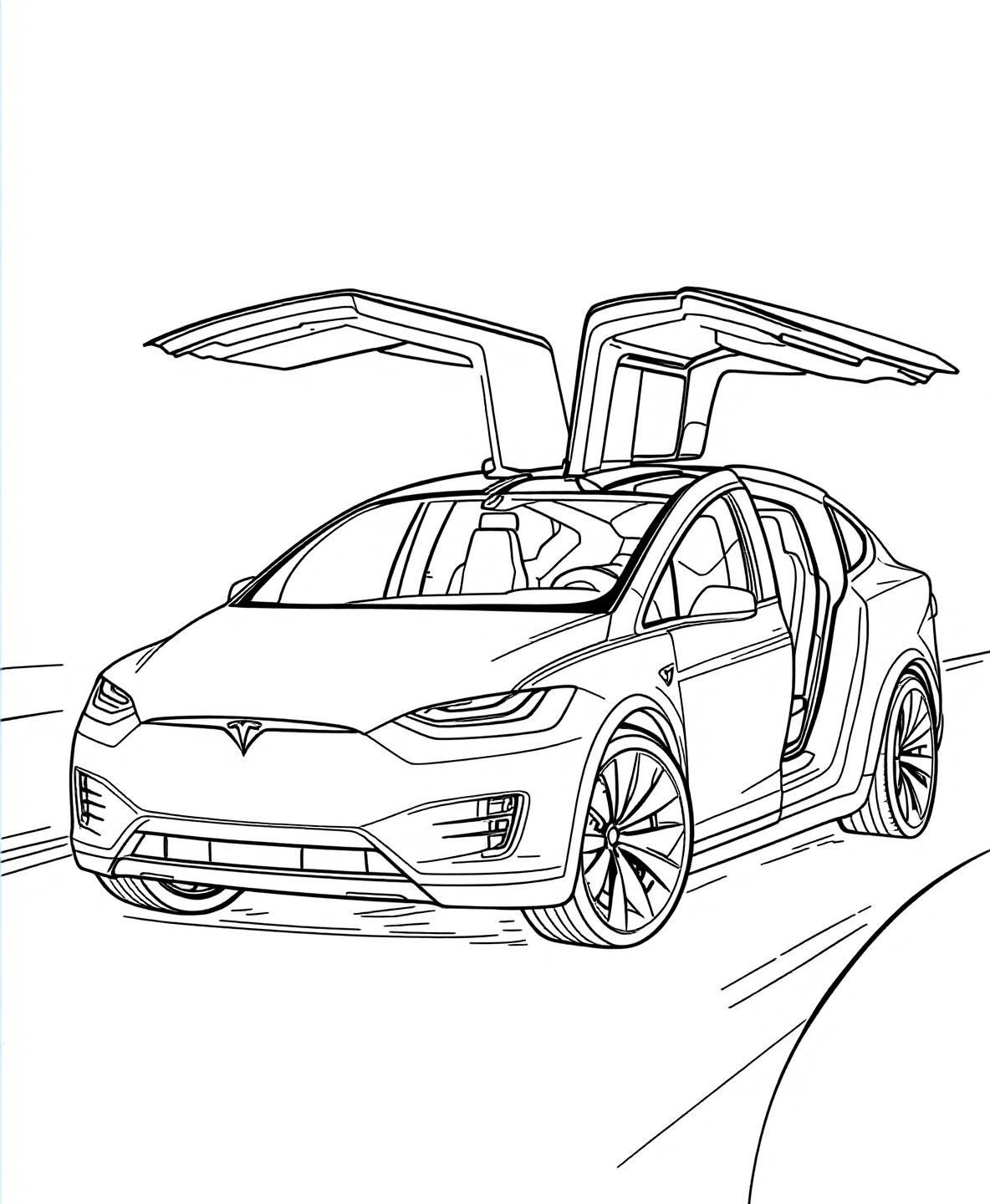 Tesla Model X Coloring Page - Free Printable for EV Enthusiasts