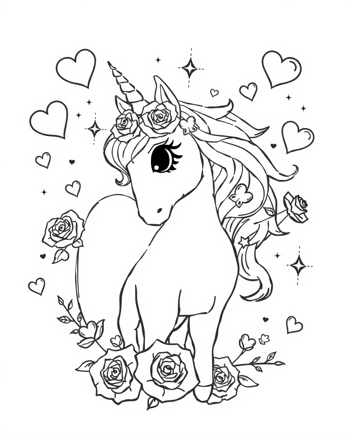 Valentine’s Day Unicorn Coloring Page - Free Printable