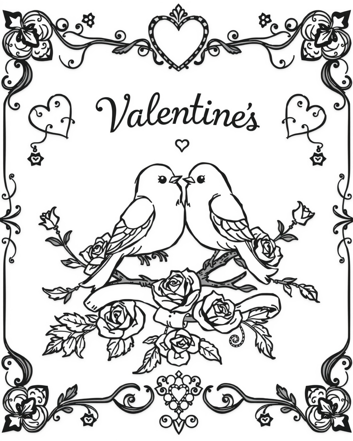 Vintage Valentine Postcard Coloring Page - Free Printable
