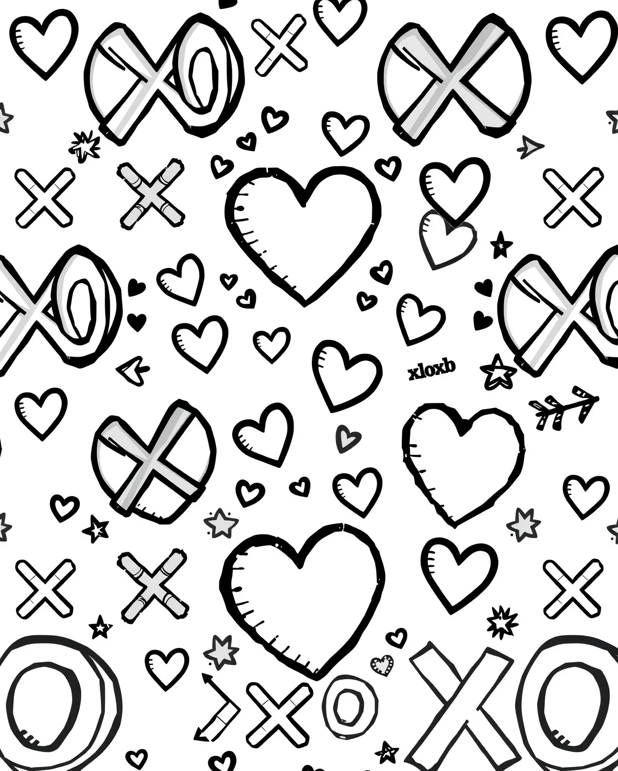 XOXO Pattern Coloring Page - Free Printable